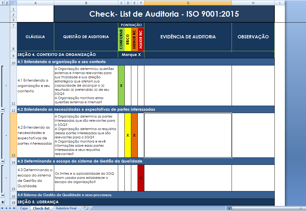 Planilha Check list de Auditoria ISO 9001:2015 – usatuanwd.com Planilha Check list de Auditoria ISO 9001:2015 – usatuanwd.com